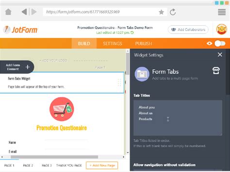form tabs form widgets jotform