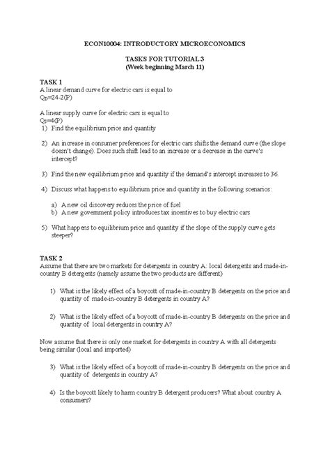 W3 Tutorial Tasks Econ10004 Introductory Microeconomics Tasks For