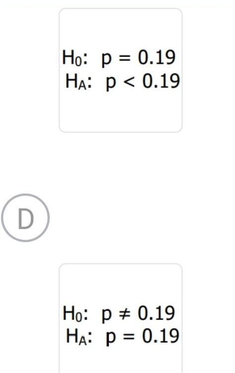 solved which of the following are the correct null and