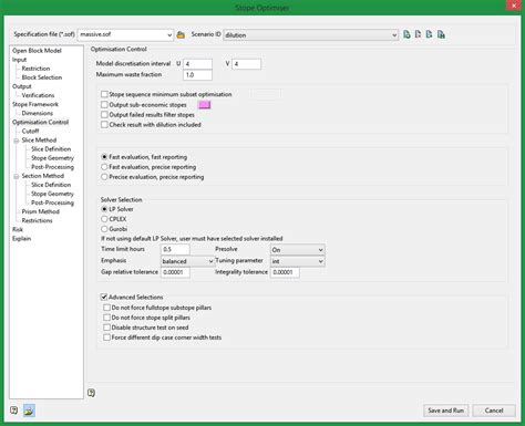 Vulcan Underground Analyse Stope Optimiser Optimisation Control