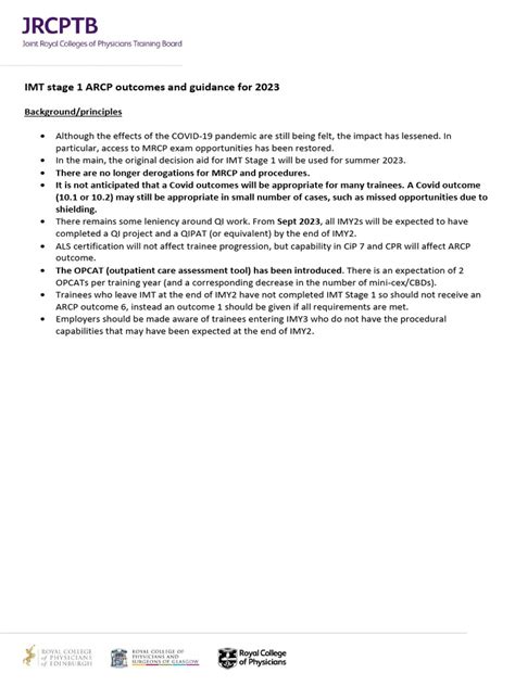Imt Stage 1 Arcp Guidance 2023 Final Pdf Patient Safety Patient
