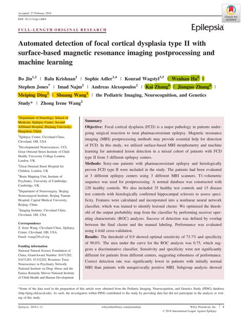 Pdf Automated Detection Of Focal Cortical Dysplasia Type Ii With Surface‐based Magnetic