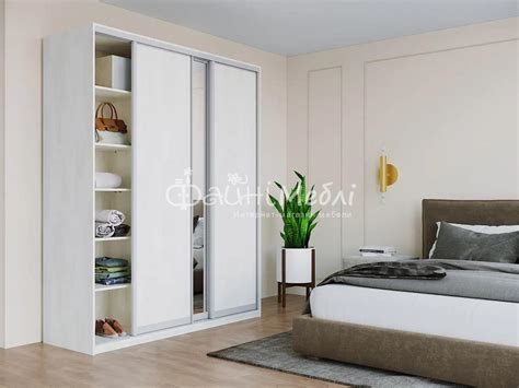 Шафа купе Сіті Лайт Біле дерево 2 ДСП 1 Дзеркало 1800х600х2250 фабрики