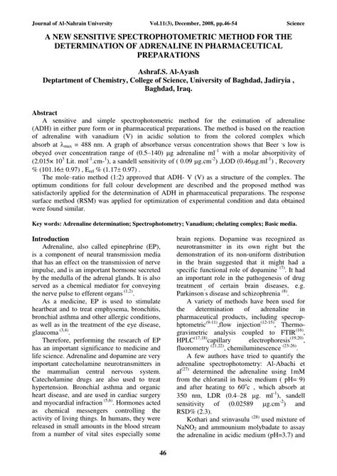 Pdf A New Sensitive Spectrophotometric Method For The Determination