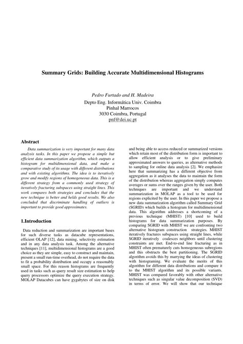 Pdf Summary Grids Building Accurate Multidimensional Histograms