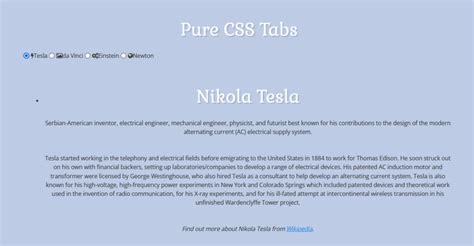 Create Responsive Animated Tabs Using Html And Pure Css