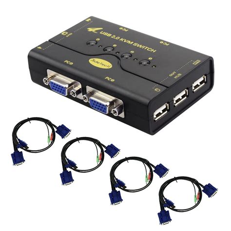 Buy Jidetech4 Port Vga Kvm Switch With Usb Hub And Audio Support