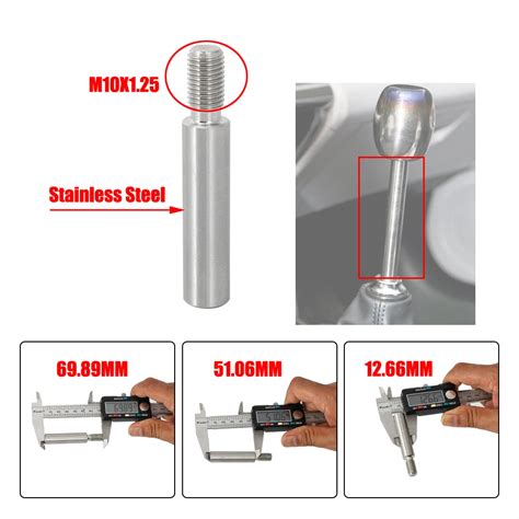 스테인레스 스틸 자동차 기어 시프트 노브 짧은 시프터 확장 익스텐더 2 인치 리프트 M10x125기어 시프트 노브 Aliexpress