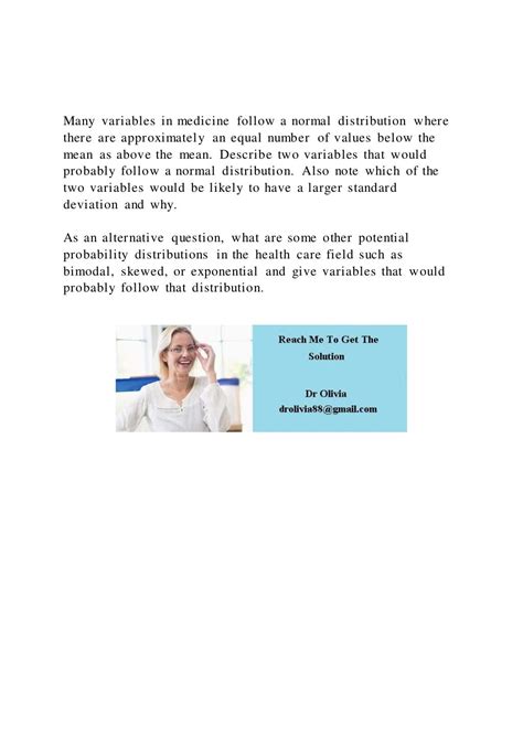 Many Variables In Medicine Follow A Normal Distribution Where Th Docx