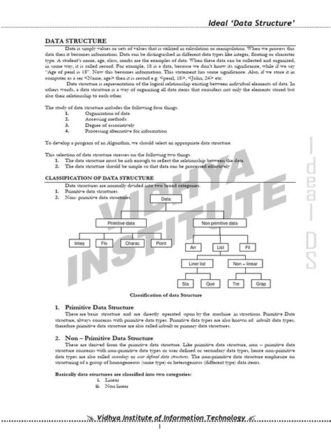 Vidhya Institute Data Structure Pdf Algorithms Time Complexity