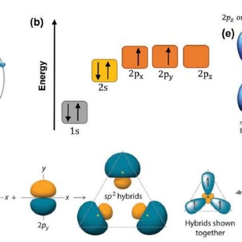 1 A Atomic Structure Of Carbon Atom B Energy Levels Of Outer Download Scientific Diagram