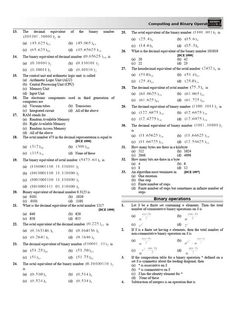 03 Ques Computing And Binary Download Free Pdf Elementary