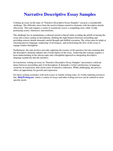 Narrative Descriptive Essay Samples Pdf Essays National Security