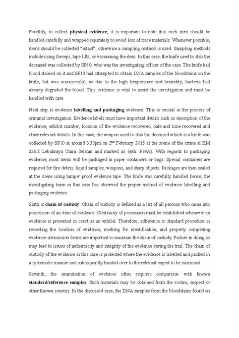 Forensic Science Investigation Procedure Fourthly To Collect Physical Evidence It Is