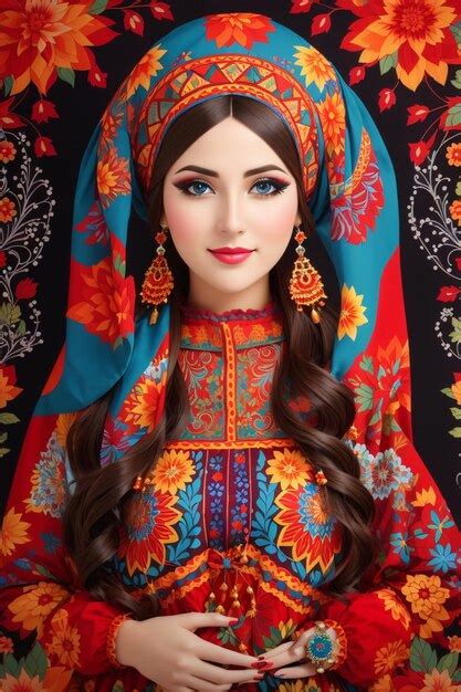 Premium Ai Image Russian Woman Vintage Illustration