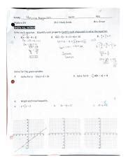 Algebra 2H Study Guide Equations Inequalities And Graphs Course Hero