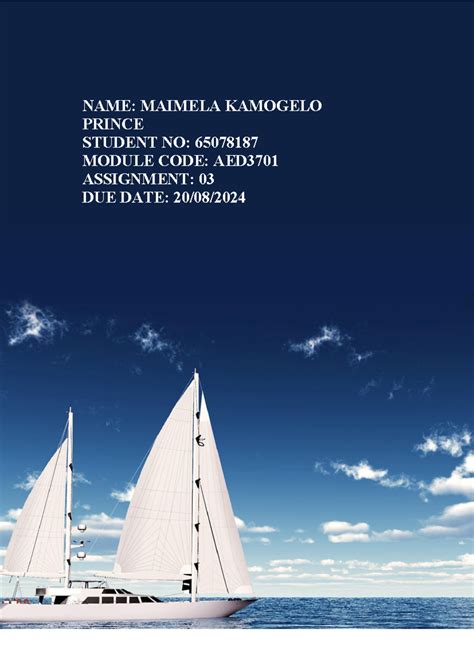 AED Ass AED Assignment NAME MAIMELA KAMOGELO PRINCE STUDENT NO MODULE CODE AED