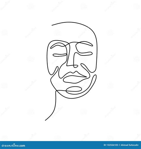 Abstract Face One Line Drawing Portrait Minimalistic Style Stock Vector Illustration Of