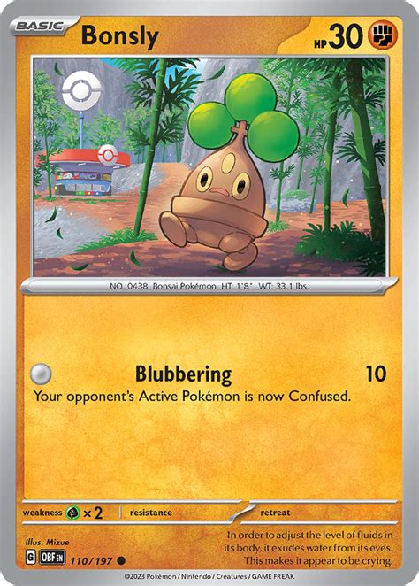 Pokémon Scarlet And Violet Obsidian Flames Card 110 Bonsly Standard