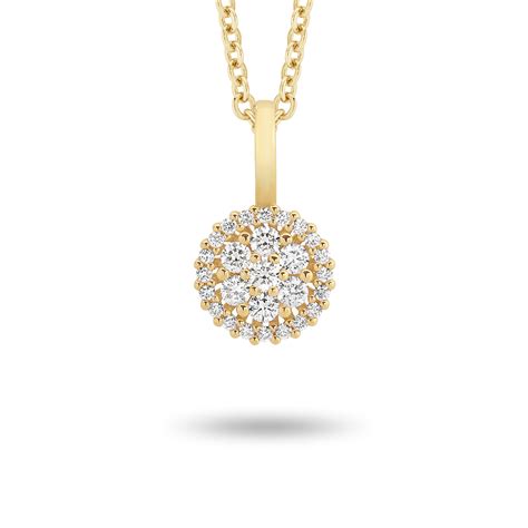 18k Yellow Gold Diamond Cluster Heart Pendant