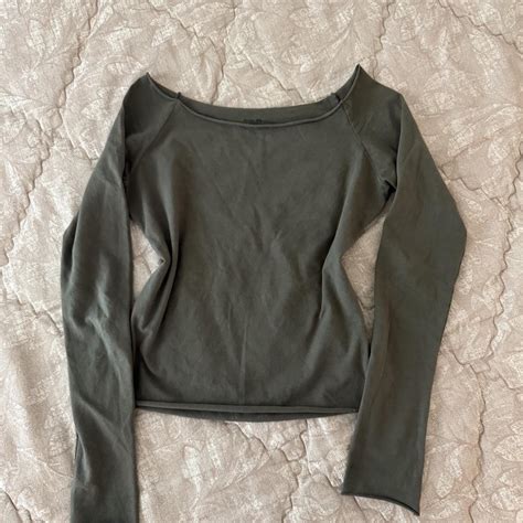 Brandy Melville Dark Green Bonnie Top Off The Depop