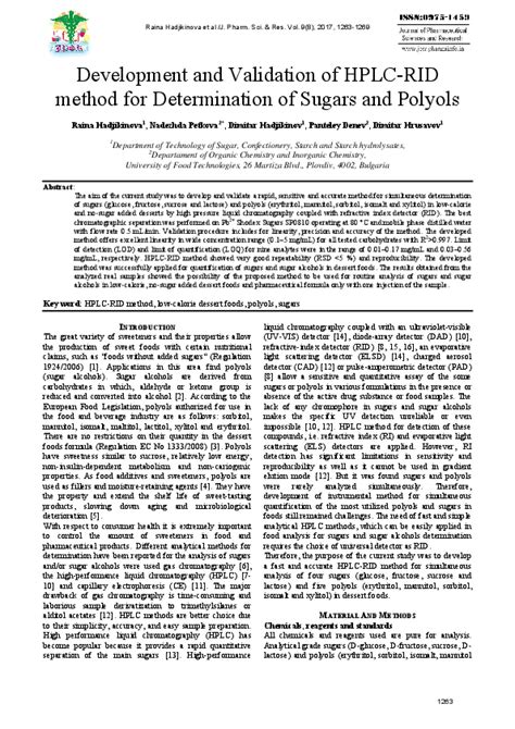 Pdf Development And Validation Of Hplc Rid Method For Determination