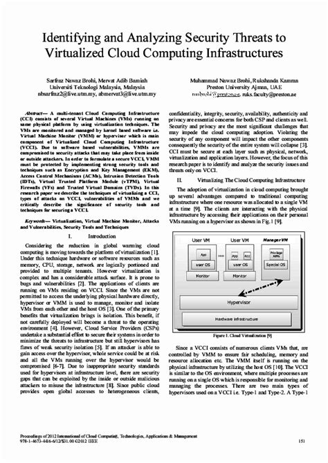 Pdf Identifying And Analyzing Security Threats To Virtualized Cloud Computing Infrastructures