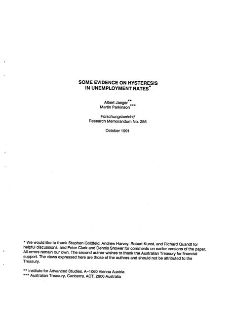 Pdf Some Evidence On Hysteresis In Unemployment Rates