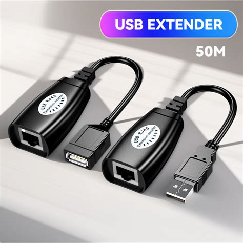 Usb Extender Adapter 50m Single Rj45 Ethernet Cat5e 6 Up To 150ft Cable Usb 2 0 Extension