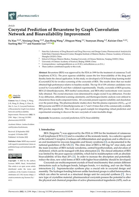 pdf cocrystal prediction of bexarotene by graph convolution network