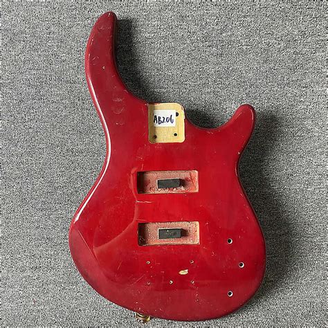 Glossy Red 4 String Bass Guitar Solid Basswood Body Reverb