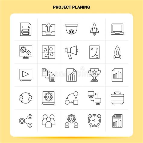 Outline 25 Project Planing Icon Set Vector Line Style Design Black Icons Set Linear Pictogram