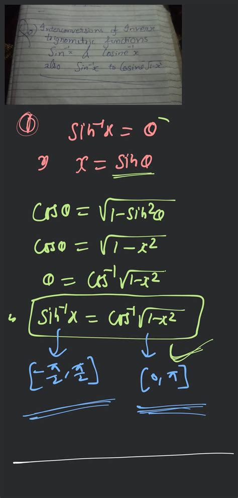 0 Interconversions Of Inverse Trignometric Functions Sin−1xdlosin−1x Al