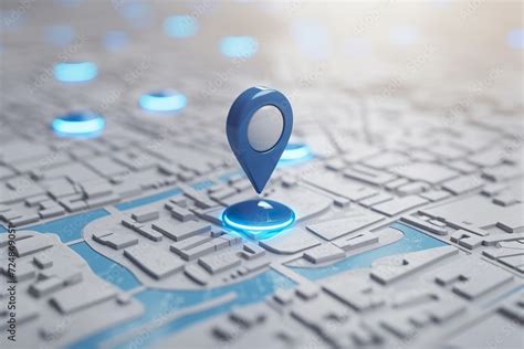 A Dark Blue Location Indicator On City Map In 3d Rendering City Map