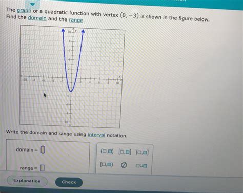 solved the graph of a quadratic function with vertex 0 3