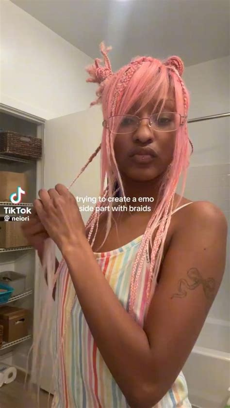 Emo Side Part With Braids Box Braids Hairstyles Cute Braided
