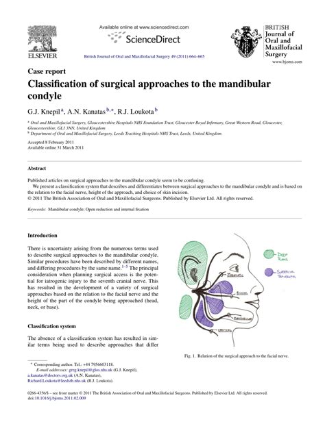 Pdf Classification Of Surgical Approaches To The Mandibular Condyle