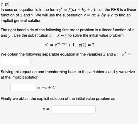 Solved In Case An Equations Is In Form Y F Ax B C I E