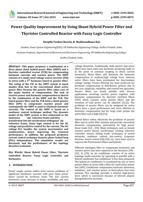 Pdf Power Quality Improvement By Using Shunt Hybrid Power · Power Quality Improvement By