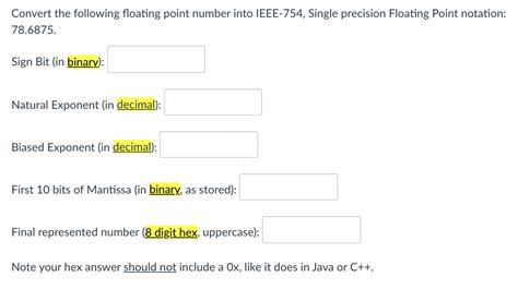 Solved Convert The Following Floating Point Number Into