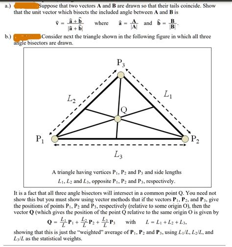 Solved A Suppose That Two Vectors A And B Are Drawn So That Their Tails Coincide Show That