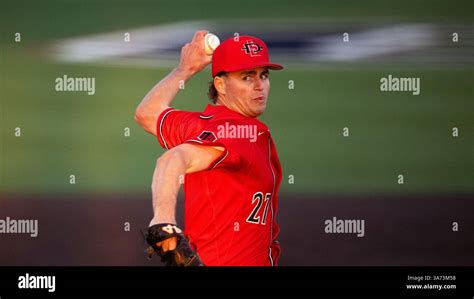 San Diego State Relief Pitcher Chris Canavan 27 Delivers A Pitch During An Ncaa Baseball Game
