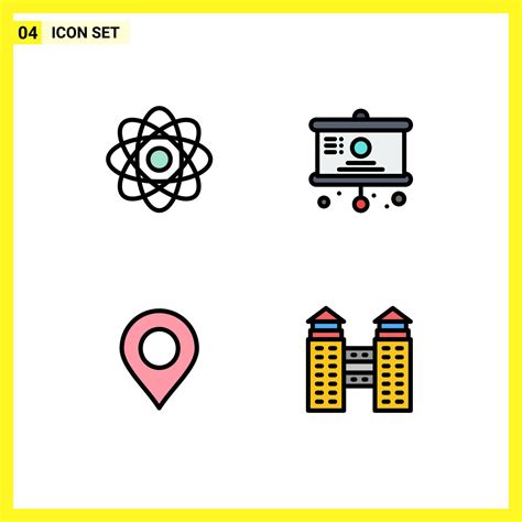 4 Thematic Vector Filledline Flat Colors And Editable Symbols Of Atom Marker Laboratory School