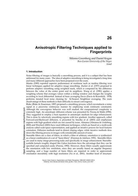 Pdf Anisotropic Filtering Techniques Applied To Fingerprints