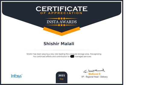 Shishir Malali On Linkedin Thankyou Infosys Instaaward 10 Comments