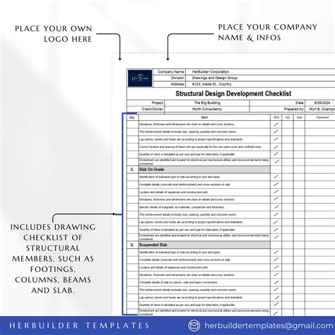 Structural Design Development Checklist Drawing Checklist Design
