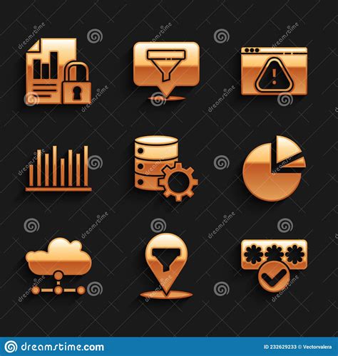 Set Server And Gear Location With Sales Funnel Password Protection Pie Chart Infographic