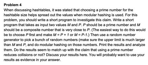 Solved Problem 4 When Discussing Hashtables It Was Stated