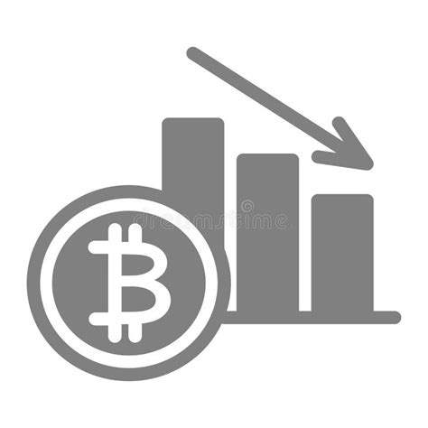 Bitcoin Rate Decrease Solid Icon Cryptocurrency Graphic Down Vector Illustration Isolated On