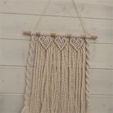 Cute Pink Natural Macrame Design Wall Hanging With Depop